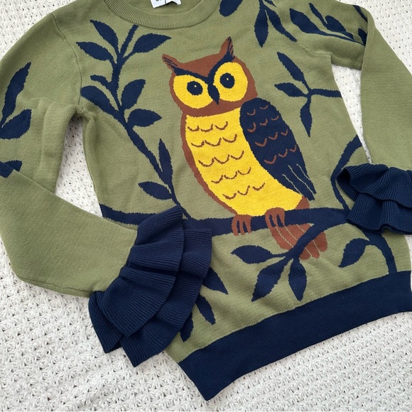 OXKnit | Sweaters | Nwt Owl Sweater With Ruffle Sleeves | Poshmark